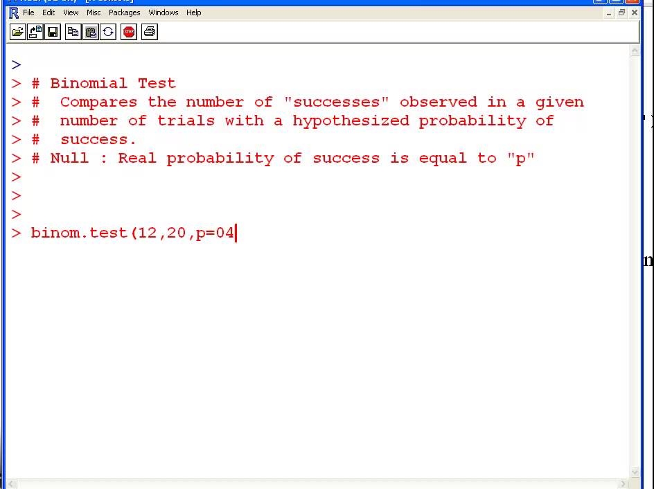The Exact Binomial Test in R (" binom.test( )" ) - YouTube