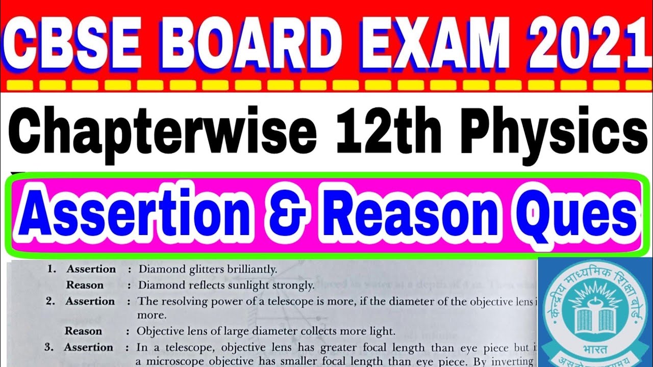 Chapterwise Assertion and Reasoning Based Questions 12th Physics for ...