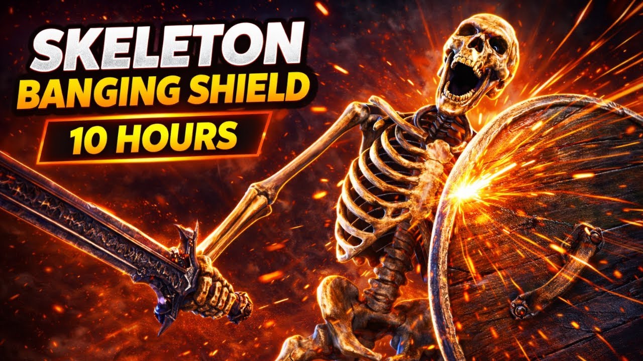 Skeleton Banging Shield Meme 10 Hours - YouTube