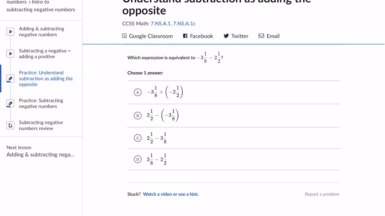 Understanding subtraction as adding the opposite - YouTube