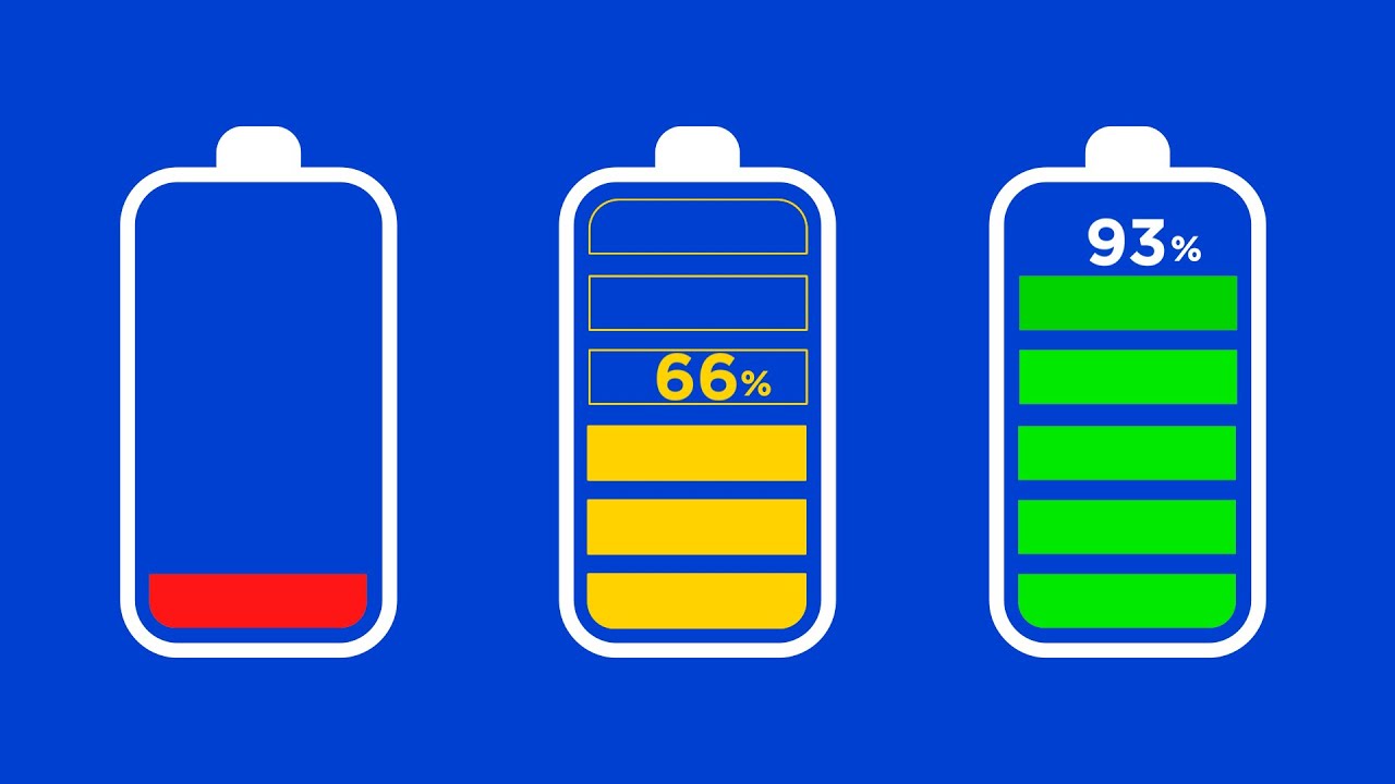 Battery charging 0 to 100 animation blue screen video - YouTube