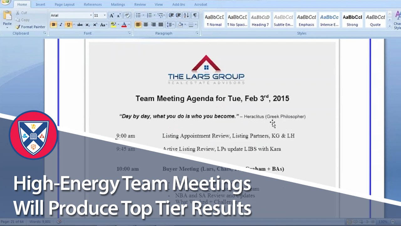 High-Energy Team Meetings Produce Top Tier Results - YouTube