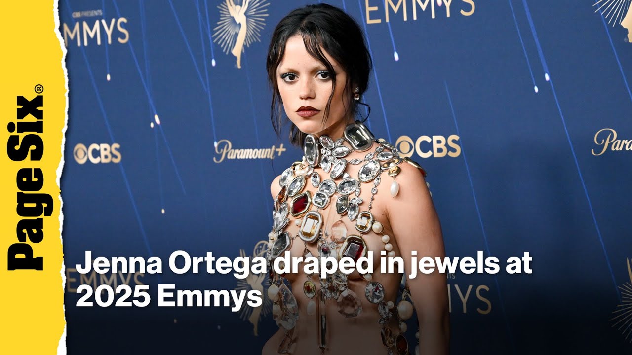 Jenna Ortega is draped in jewels (and not much else) on Emmys 2025 red ...