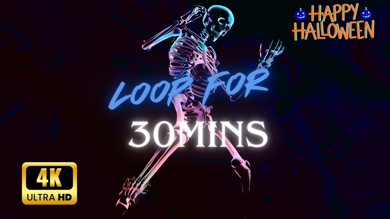 Skeleton Dance 30-Minute VJ Loop | Neon Skeleton Animation | Halloween ...