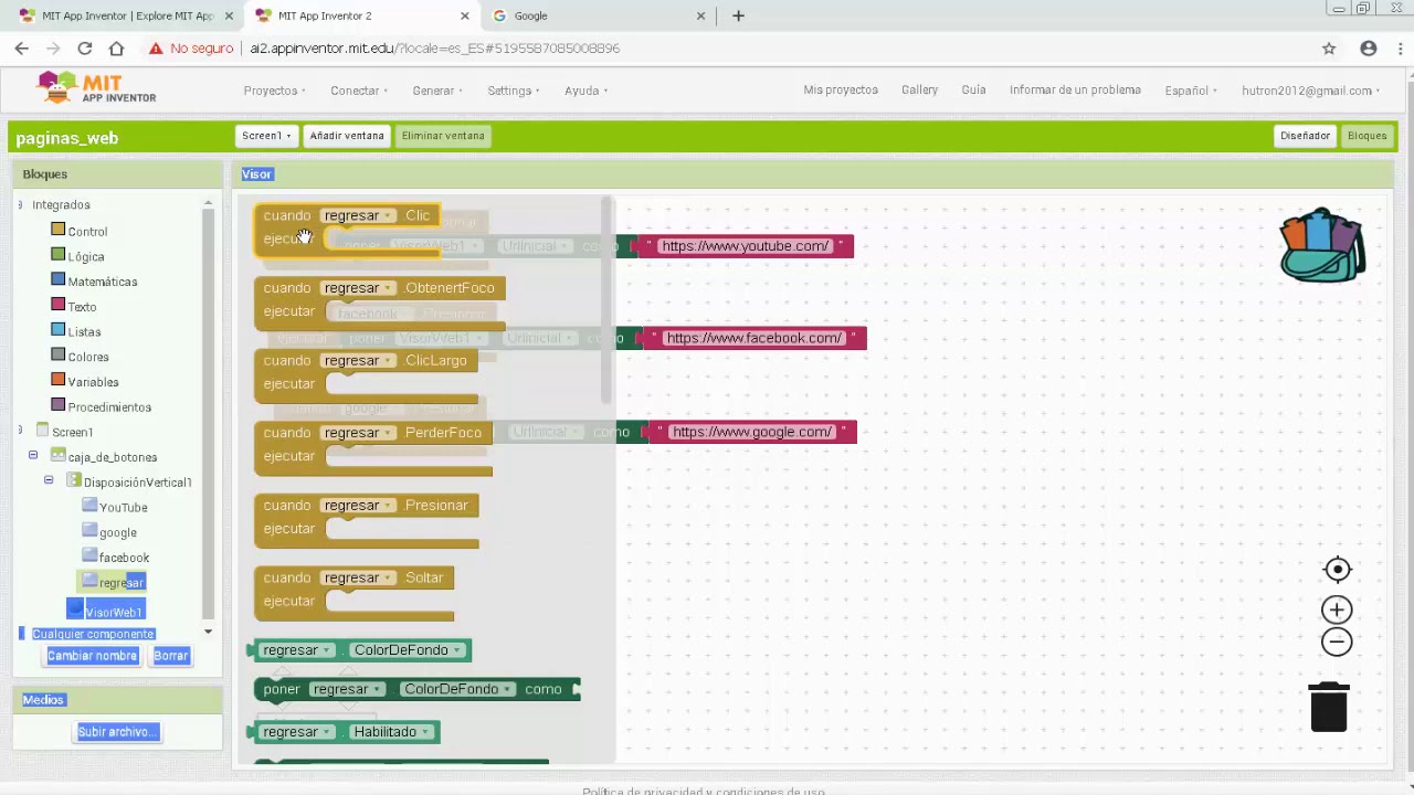Paginas WEB con botones APP INVENTOR - YouTube