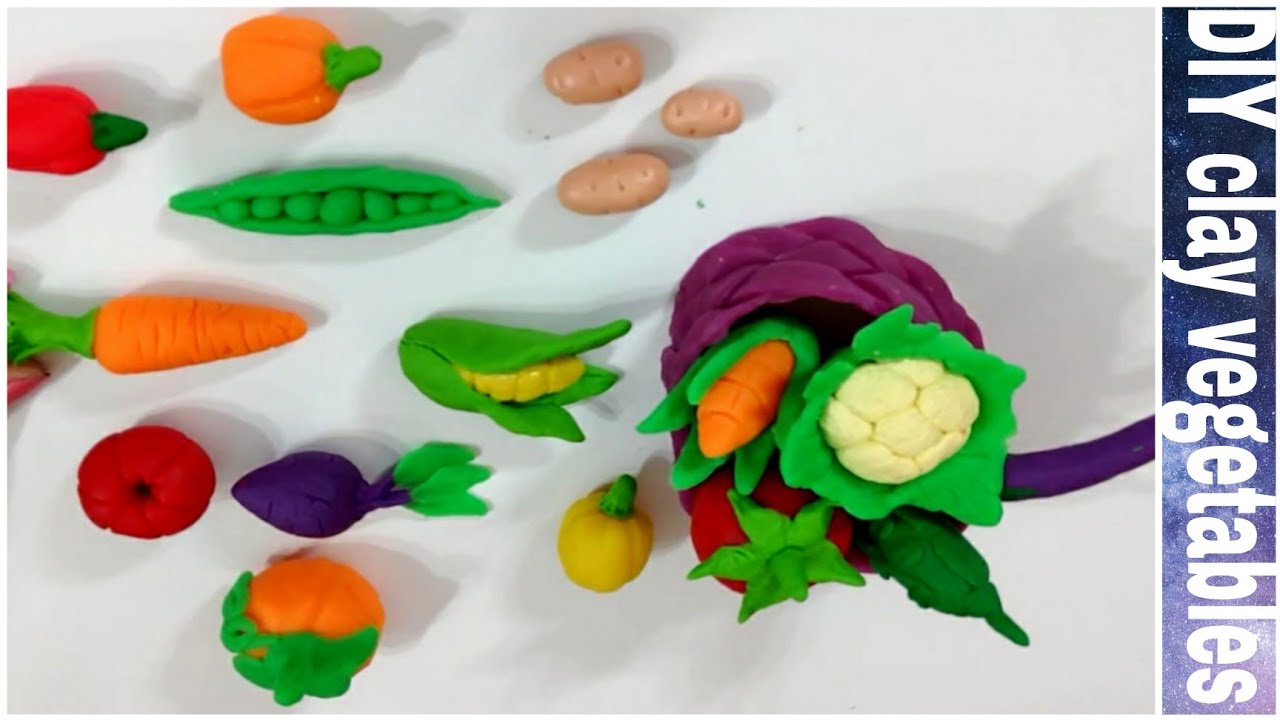 DIY how to make realistic miniature vegetables 🌽🫑🍆🍅🥔 using polymer clay ...
