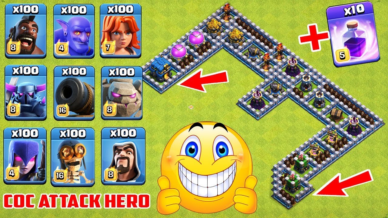 COC Attack Hero | New Hard Trap VS Troops Survival Challenge - YouTube