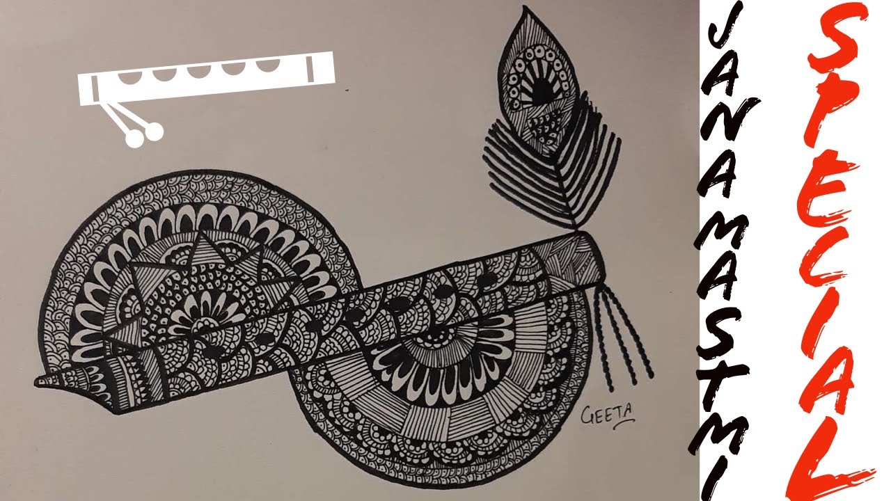 Draw Bansuri with Mandala Art | Janamastmi speial - YouTube