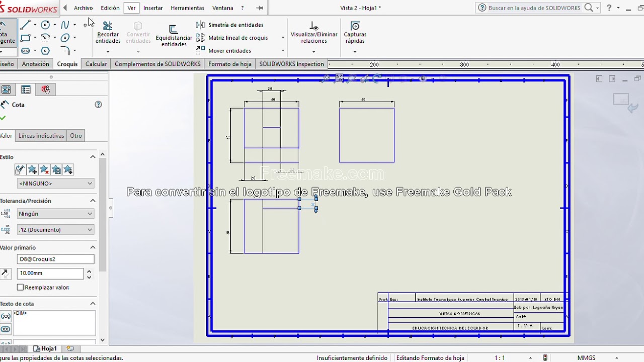 elaboración de vistas de un solido Nº3 en solidworks - YouTube
