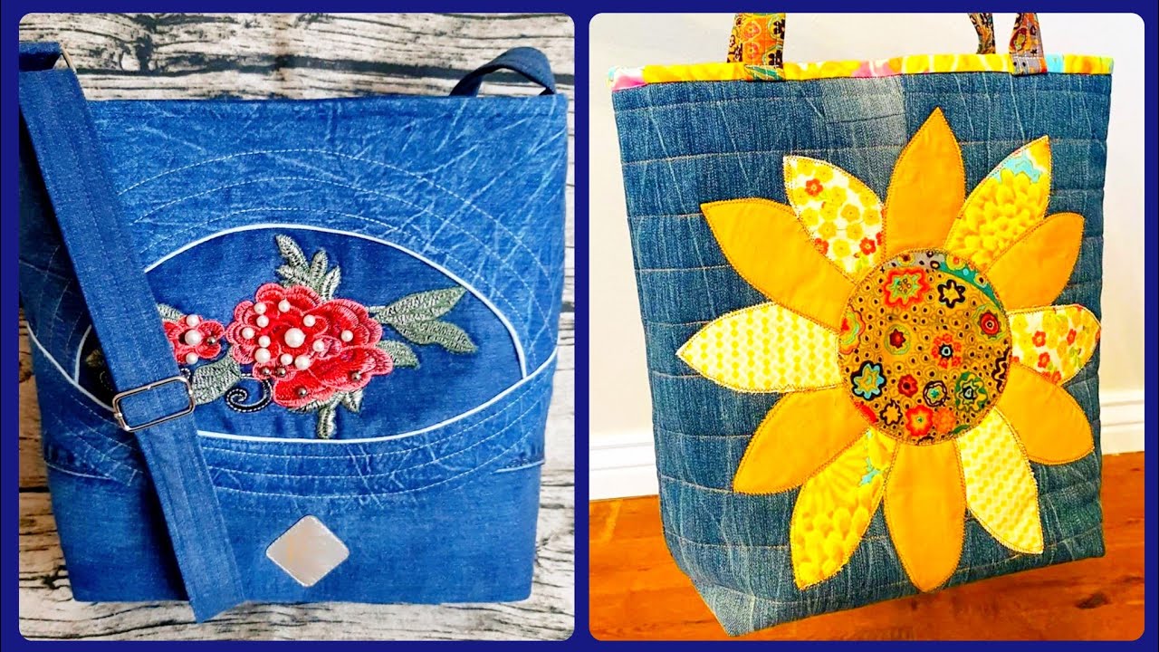 most beautiful denim tote bags design ideas 👖👜 - YouTube