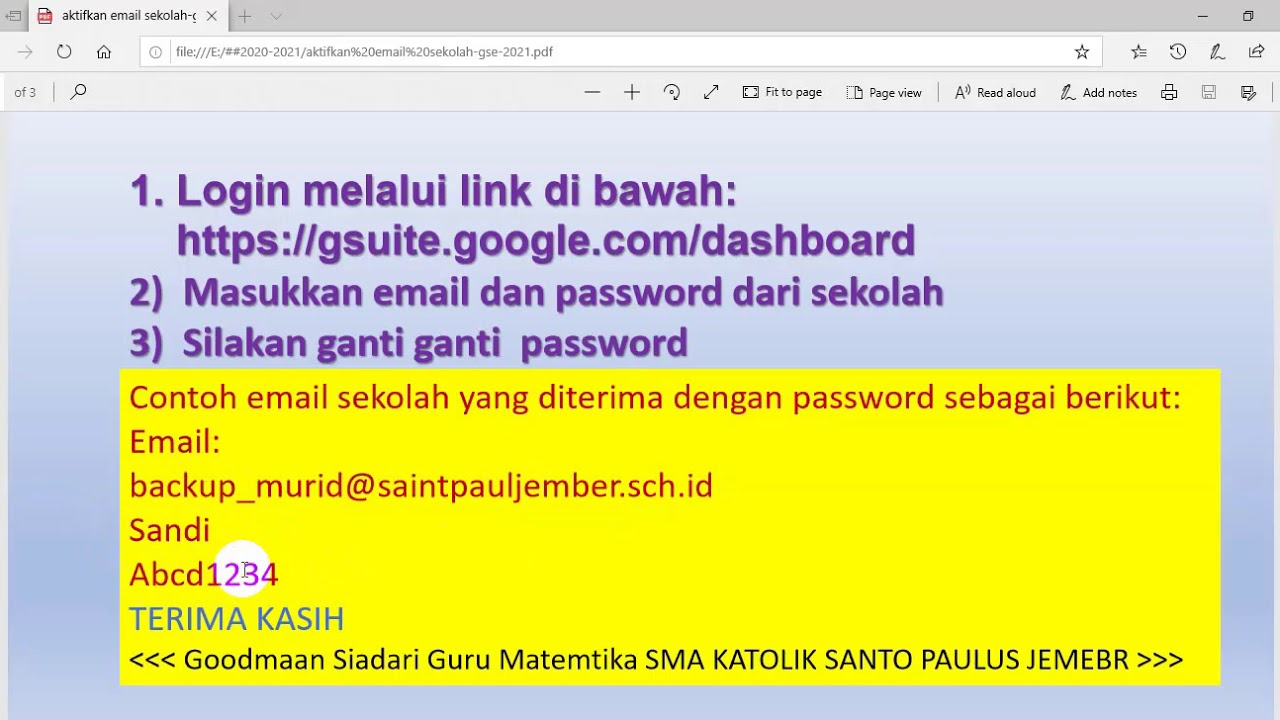 CARA AKTIFKAN AKUN EMAIL SEKOLAH - YouTube