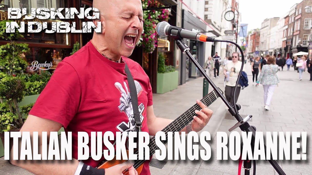 Italian busker SHOCKS audience singing Roxanne! Busking in Dublin ...