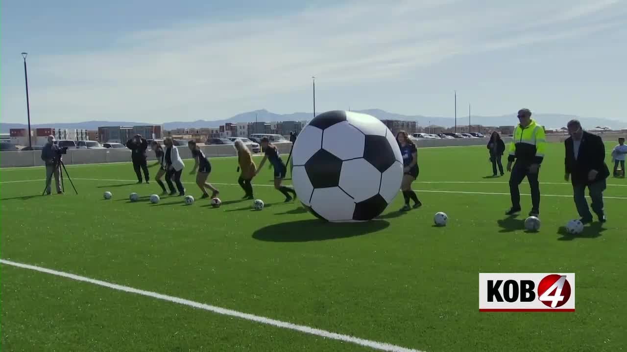 County leaders unveil artificial turf at Mesa Del Sol Sports Complex ...