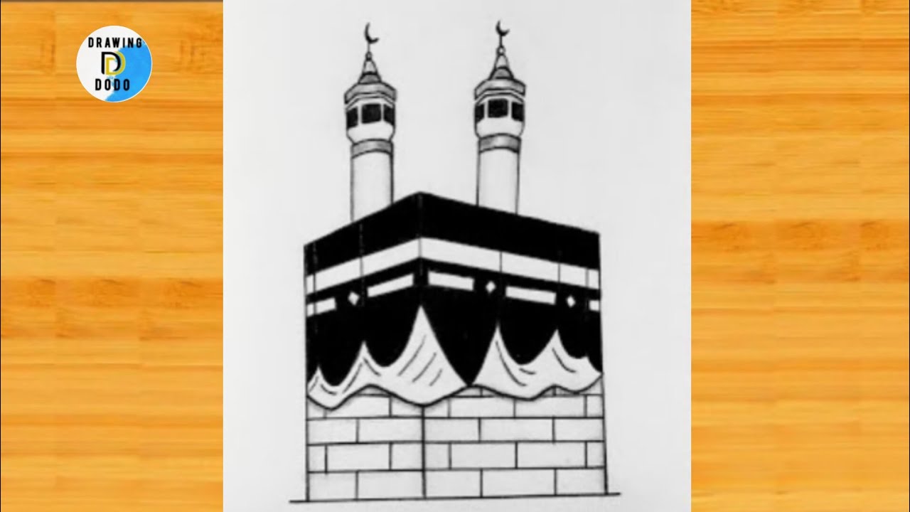 Makkah drawing easy with pencil/how to draw kabbah step by step/Makkah ...