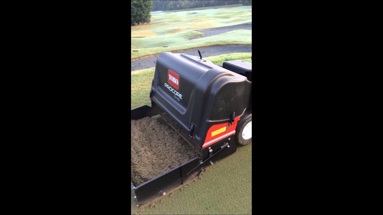 Greens Aerification w/core collector - YouTube