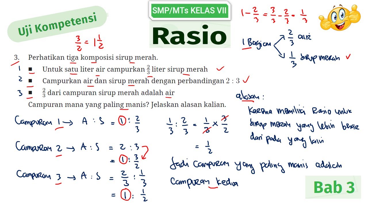 HAL 118 UJI KOMPETENSI NO 3 RASIO MATEMATIKA SMP KELAS 7 KURIKULUM ...