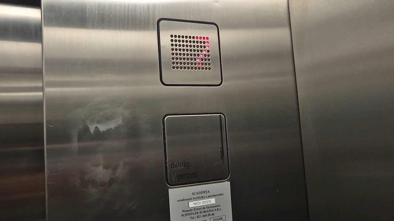 Fast high-rise 1990's Schindler M-series elevators, with Miconic 10 destination dispatch ...