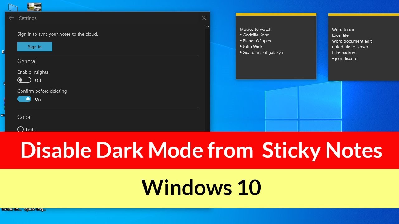 How to Disable Dark Mode from Windows 10 Sticky Notes? - YouTube