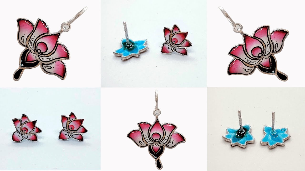 Banaras Gulabi Meenakari Lotus Pendant & Small Studs | Rare & Real Art by Authentic Artisans ...