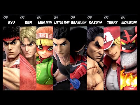 Ryu VS Ken VS Min Min VS Little Mac VS Mii Brawler VS Kazuya VS Terry ...