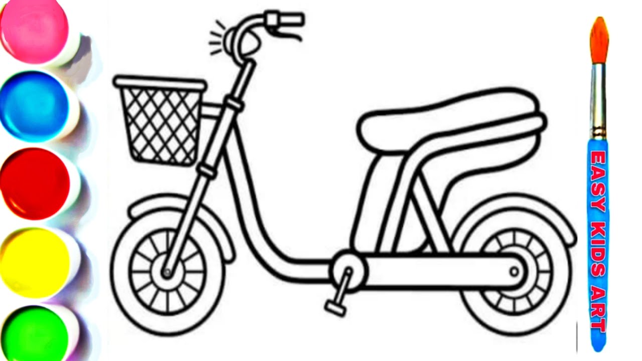 This Simple and Colorful Electric Bicycle 🚲 Drawing Painted and ...