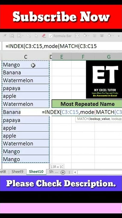 How To Find Most Repeated Text From List Excel Tips And Tricks My Excel Tutor Shorts