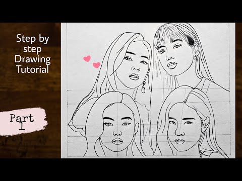 How to draw BLACKPINK Group Sketch step by step Outline | Drawing Tutorial | YouCanDraw
