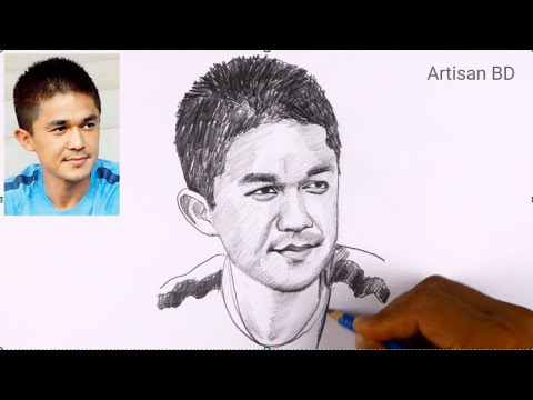 Easy Pencil Sketch Sunil Chettri Indian Footballer - YouTube