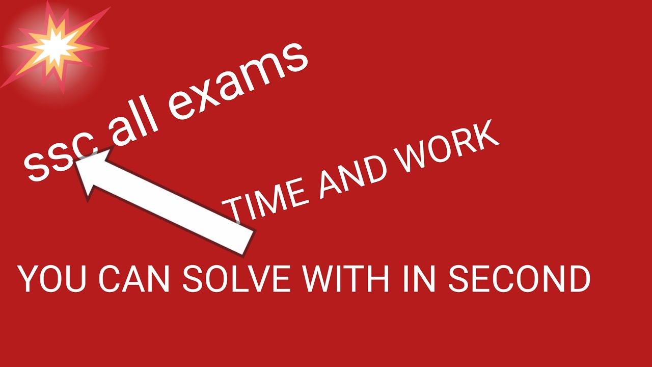 TIME AND WORK#SSC EXAM - YouTube