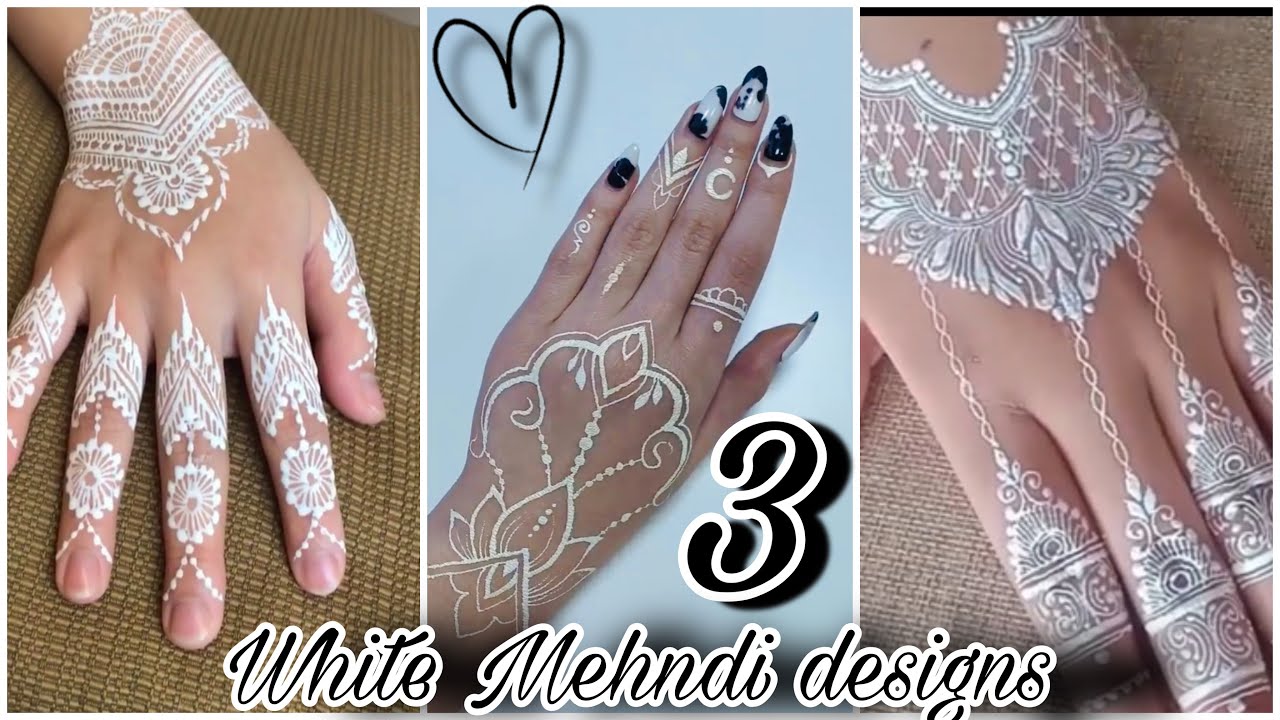 3 Beautiful White Mehndi designs || Semi - bridal Mehndi || Easy and ...