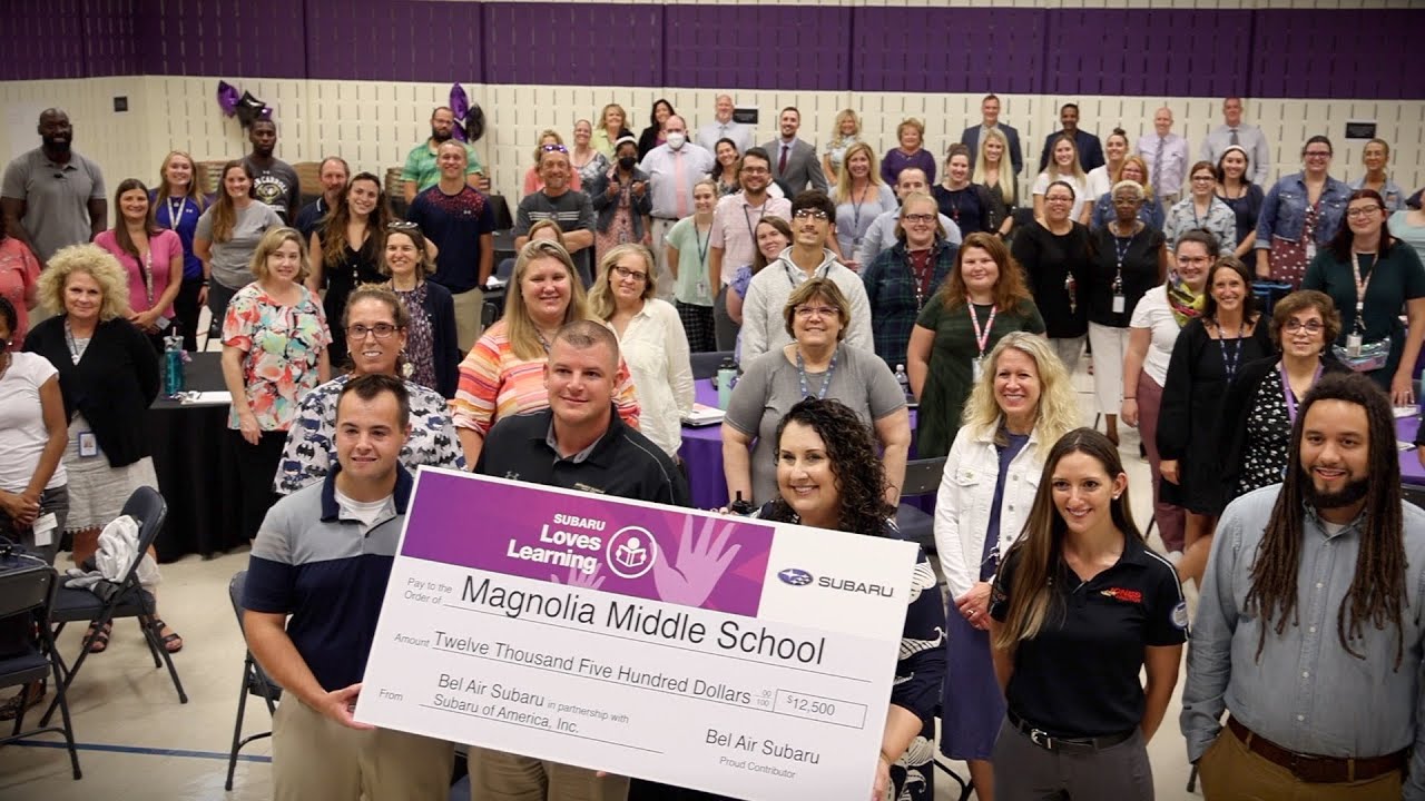 Subaru Loves Learning Surprise Event at Magnolia Middle School - YouTube