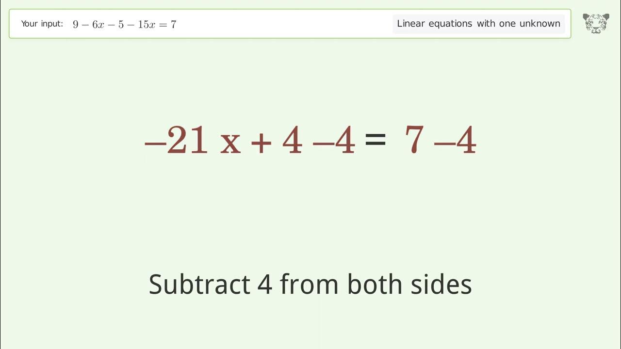 Linear Equation With One Unknown Solve 9 6x 5 15x 7 Step by step linear-equation-with-one-unknown-solve-9-6x-5-15x-7-step-by-step