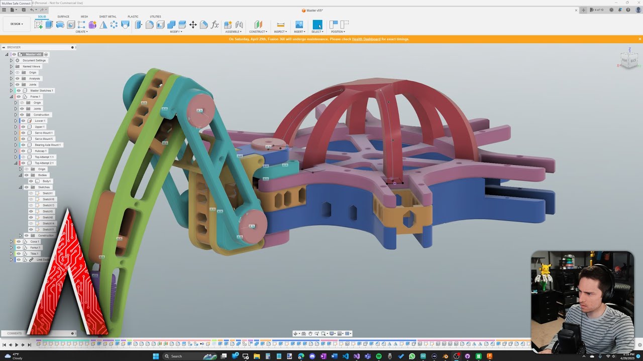 Creating My Hexapod In Fusion 360 - Part 7 - YouTube