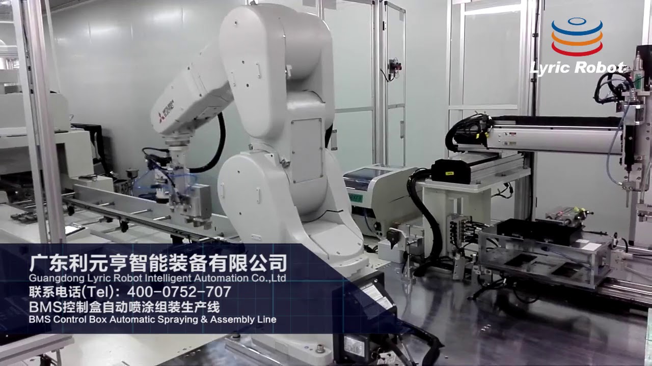 BMS Control Box Automatic Spraying Assembly Line - YouTube