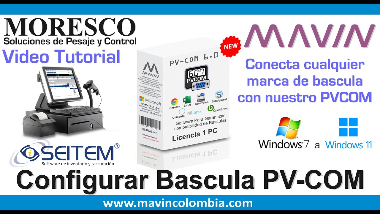 Como conectar una bascula POS con el software SEITEM mediante PVCOM de Mavin - YouTube