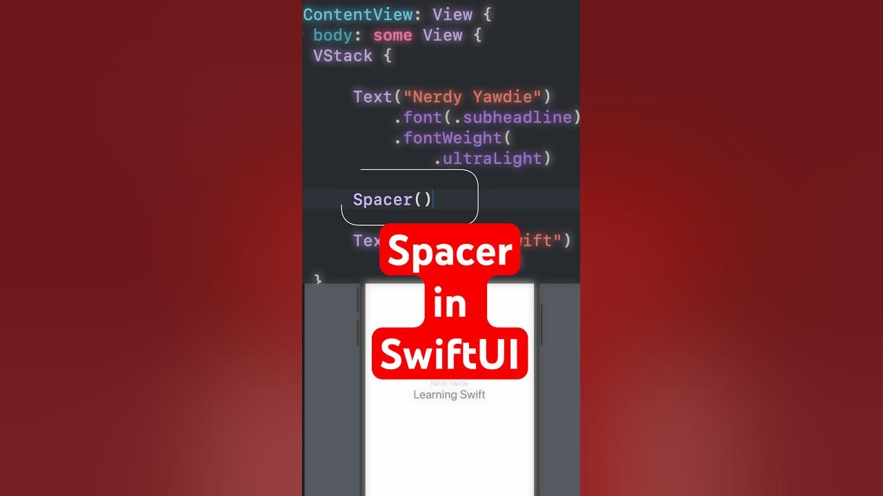 Spacer In Swiftui Swiftui Ios Learnswiftui Iosdevelopment Youtube