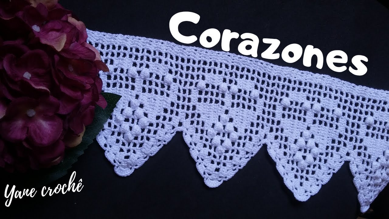 Puntilla de Corazones a Crochet/Orillas de Servilletas y toallas # 61 ...