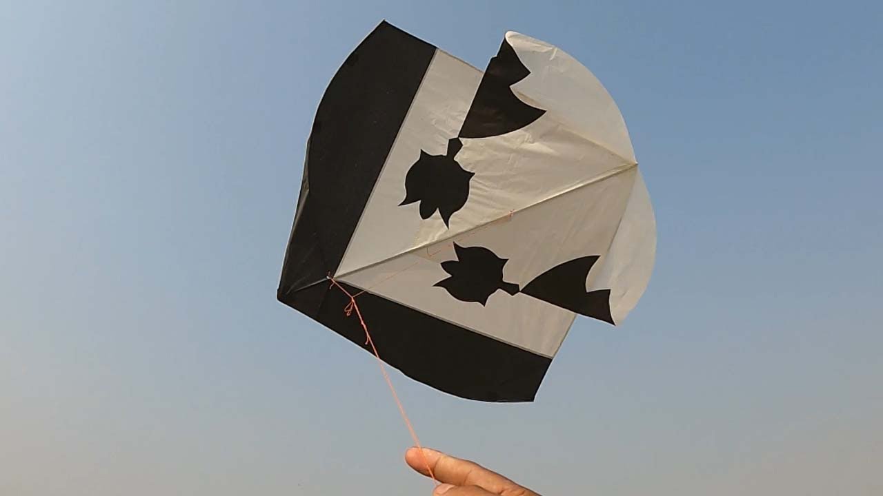 2 5 tawa kite black & white Making and flying at home - DIY BIG KITE ...