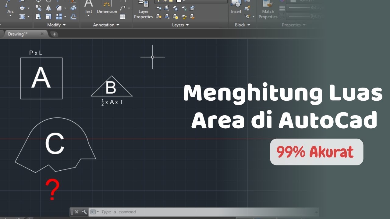 Tutorial Cara Menghitung Luas Area pada AutoCad - YouTube