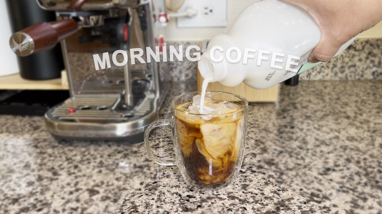 Relaxing Morning Coffee: DIY Iced Americano w milk - YouTube