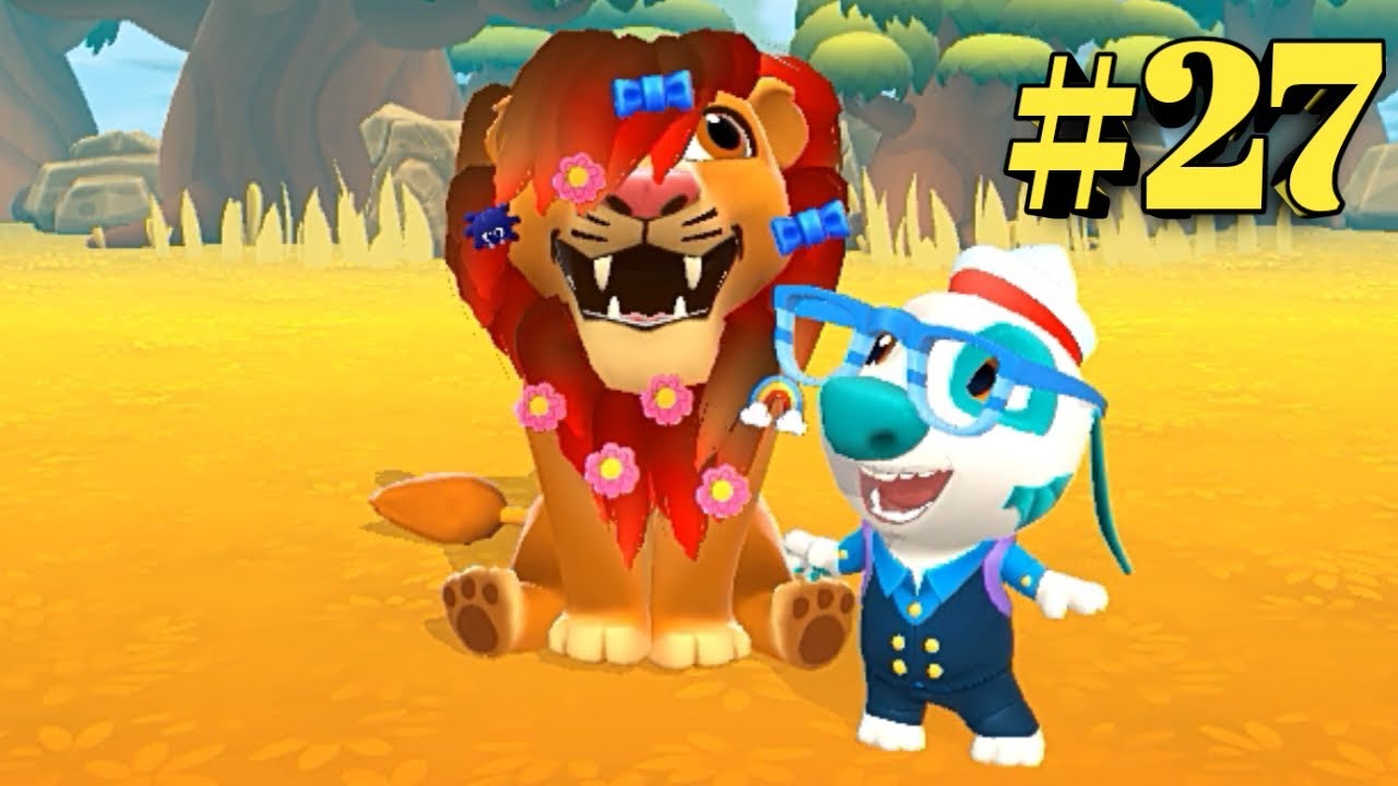 My talking Hank mini games | Part #27 | My talking Hank vs Lion race ...