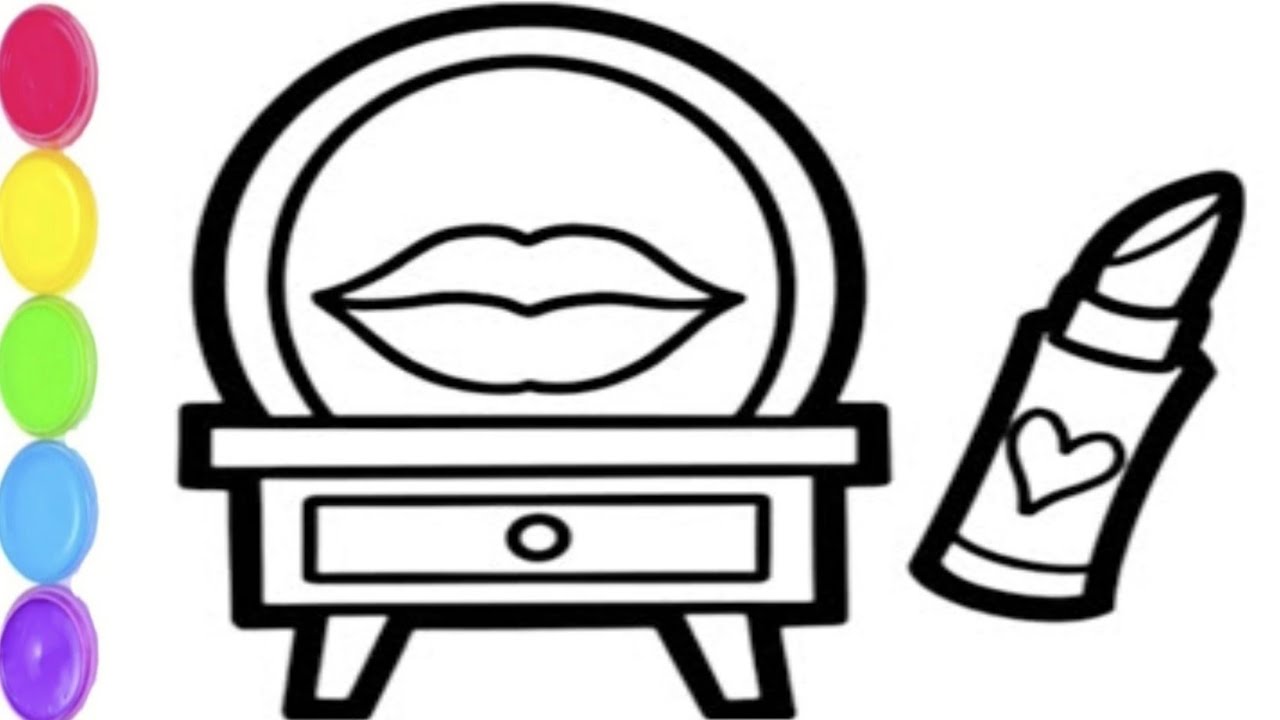 Dressing Mirror And Lipstick Drawing And Colouring | #drawing - YouTube