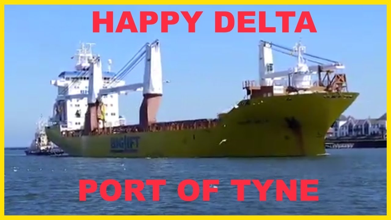 BigLift Yellow Cargo Ship Happy Delta Enters Port of Tyne (Newcastle ...