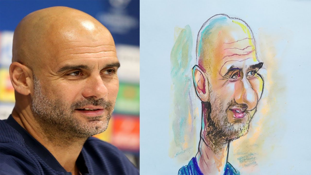 Drawing a Caricature of Pep Guardiola - YouTube