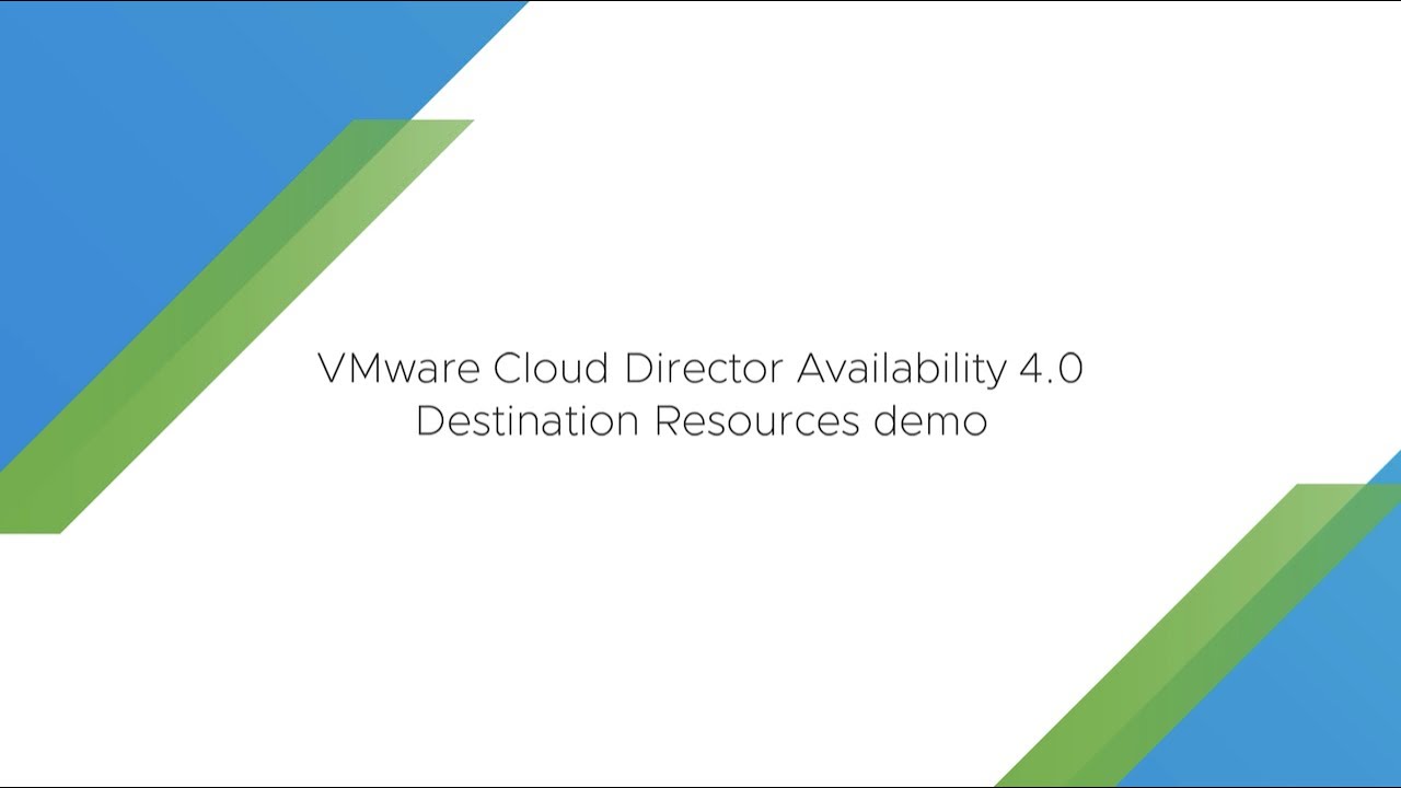VMware Cloud Director Availability 4: Destination Resources - YouTube
