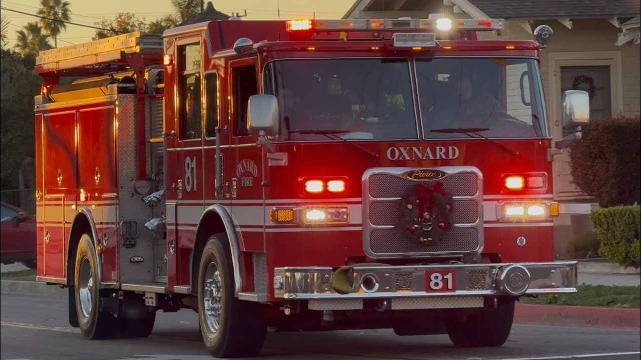 Oxnard Fire Department Engine 81 & Gold Coast Ambulance 683 Responding ...