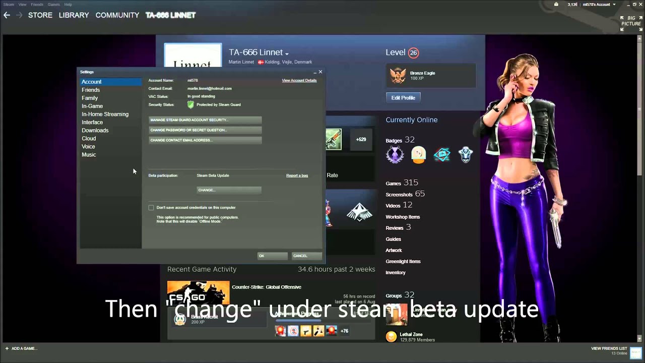 How to turn on steam beta - YouTube
