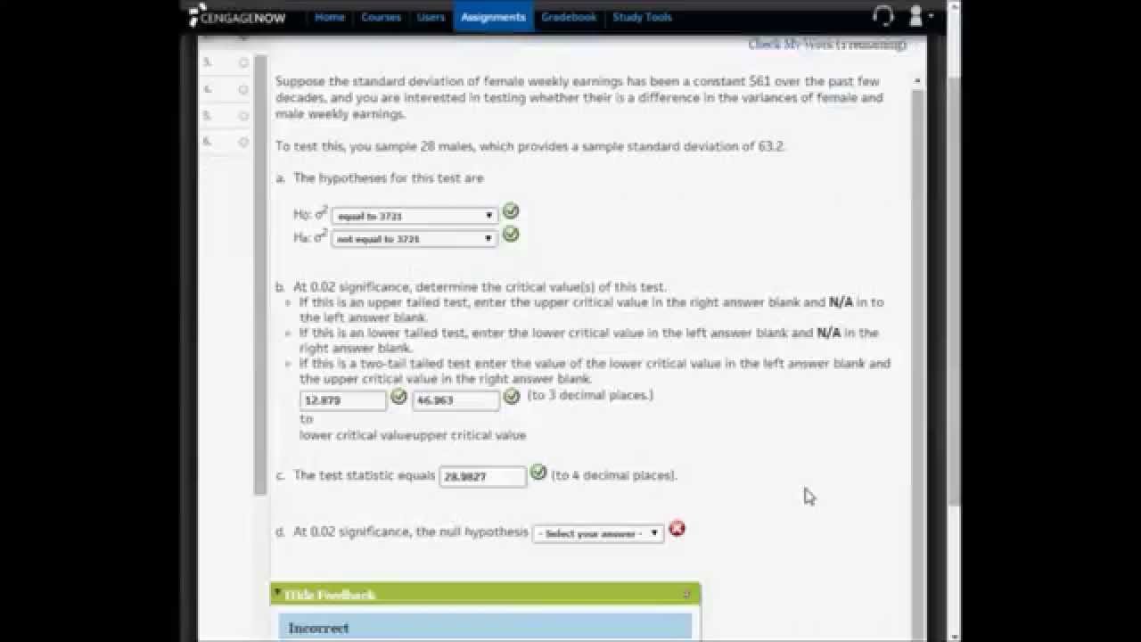 Two tail one variance chi-square hypothesis test - YouTube