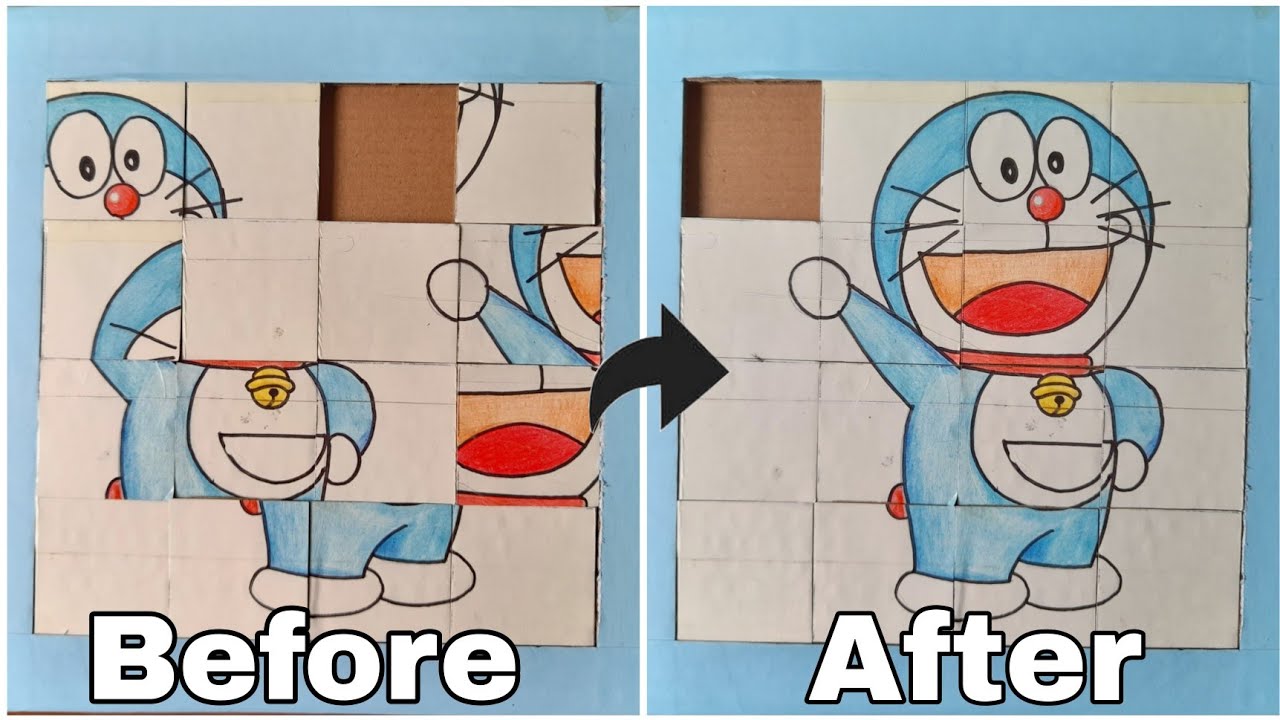 DIY Doraemon Puzzle Game | How To make Cardboard Puzzle Game | Doraemon ...