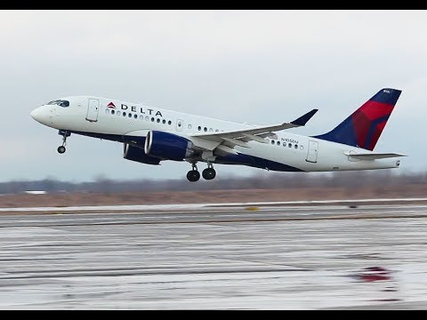 Delta A220-100 take off, DTW - YouTube